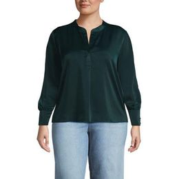 LANDS' END Satinbluse mit langen &Auml;rmeln, Damen,  Gr&uuml;n, Polyester, by Lands' End