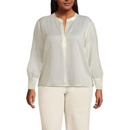 LANDS' END Satinbluse mit langen &Auml;rmeln, Damen,  Wei&szlig;, Polyester, by Lands' End
