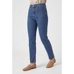Straight-Jeans Calvin Klein Jeans "HGH RS STRGHT CK ESS", Damen, Gr. 28, L&auml;nge 30, pacifico, Denim/Jeans, Obermaterial: 98% Baumwolle, 2% Elasthan, straight fit normal, Jeans Straight-Jeans, Mit G&uuml;rtelschlaufen