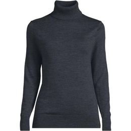 LANDS' END Merino-Rollkragenpullover, Damen,  Grau, Wolle, by Lands' End