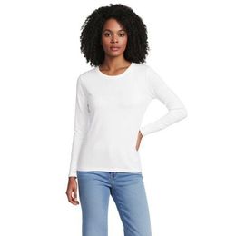 LANDS' END Supima-Shirt, Langarm, Damen,  Wei&szlig;, Baumwolle, by Lands' End