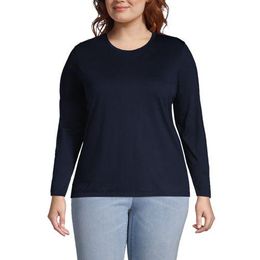 LANDS' END Supima-Shirt, Langarm, Damen,  Blau, Baumwolle, by Lands' End
