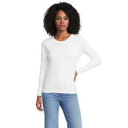 LANDS' END Supima-Shirt, Langarm, Damen,  Wei&szlig;, Baumwolle, by Lands' End
