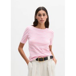 Marc O'Polo T-Shirt MARC O'POLO "aus Organic Cotton-Jersey", Damen, Gr. XXL, medium pink, Obermaterial: 100% Baumwolle, gestreift, Basic, regular fit, U-Boot-Ausschnitt, normaler Saum, Shirts T-Shirt