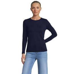 LANDS' END Supima-Shirt, Langarm, Damen,  Blau, Baumwolle, by Lands' End