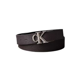 Lederg&uuml;rtel Calvin Klein "CK BUCKLE TUMBLED 35MM ADJ/REV", Herren, Gr. 100, schwarz, ck schwarz braun, brushed nic, Web, Rindsleder, unifarben, G&uuml;rtel Lederg&uuml;rtel, Umkehrbar