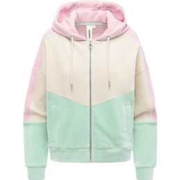 Sweatjacke Ragwear "Queny Sweat Cordy", Damen, Gr. M (38), mint, Cord, Material: 76% Baumwolle, 20% Polyester, 4% Elasthan, oversize h&uuml;ftbedeckend, hoch geschlossener Ausschnitt, Raglan&auml;rmel,weit normaler Saum, Sweatjacken Sweatjacke, Modische Cordjacke aus kuscheligem Kord