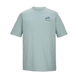 T-Shirt Killtec "KOS 51 MN TSHRT", Damen, Gr. M, ocean, Obermaterial: 65% Polyester, 30% Baumwolle, 5% Elasthan, Rundhals, Shirts T-Shirt, Melange-Optik, grafischer Berg-Print, Comfort-Stretch Material