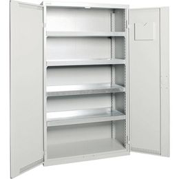 Umweltschrank mit T&uuml;rlochung, HxBxT 1800 x 1000 x 500 mm, 4 Wannenb&ouml;den, lichtgrau / lichtgrau kaiserkraft
