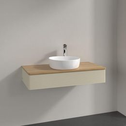 Villeroy & Boch Villeroy und Boch Antao Waschtisch-Unterschrank K09151HJ 100x19x50cm, Hahnloch, Waschbeckenplattenfarbe honey oak, silk grey matt lacquer