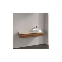 Villeroy & Boch Villeroy und Boch Antao Waschtisch-Unterschrank L12053HM mit Beleuchtung, 1 Auszug, 1200 x 190 x 500 mm, Front ohne Struktur, Warm Walnut / Botticino