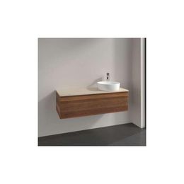 Villeroy & Boch Villeroy und Boch Antao Waschtisch-Unterschrank L34153HM mit Beleuchtung, 1 Auszug, 1200 x 360 x 500 mm, Front mit Struktur, Warm Walnut / Botticino