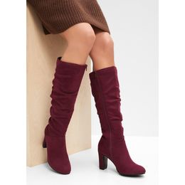bonprix Stiefel mit Raffung, rot, Gr.42, Zeitloser Stiefel mit Raffung, aus Vegan