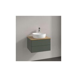Villeroy & Boch Villeroy und Boch Antao Waschtisch-Unterschrank K18051HL 60x36x50cm, Hahnloch, Waschbeckenplattenfarbe honey oak, leaf green matt lacquer