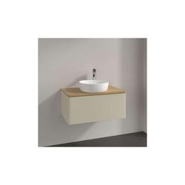 Villeroy & Boch Villeroy und Boch Antao Waschtisch-Unterschrank L30011HJ mit Beleuchtung, 1 Auszug, 800 x 360 x 500 mm, Front ohne Struktur, Silk Grey Matt Lacquer / Honey Oak