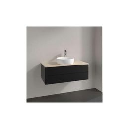 Villeroy & Boch Villeroy und Boch Antao Waschtisch-Unterschrank L20053PD mit Beleuchtung, 2 Ausz&uuml;ge, 1000 x 360 x 500 mm, Front ohne Struktur, Black Matt Lacquer / Botticino