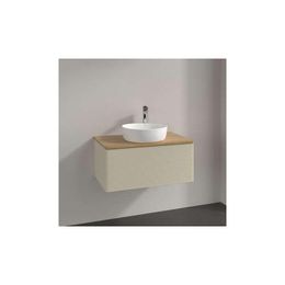Villeroy & Boch Villeroy und Boch Antao Waschtisch-Unterschrank L30111HJ mit Beleuchtung, 1 Auszug, 800 x 360 x 500 mm, Front mit Struktur, Silk Grey Matt Lacquer / Honey Oak