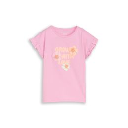 T-Shirt Tom Tailor, M&auml;dchen, Gr. 92/98, lovely pink, Jersey, Obermaterial: 100% Baumwolle, bedruckt, regular fit normal, Rundhals, Volant, Shirts T-Shirt, mit Einhorn Print