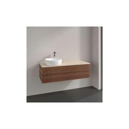 Villeroy & Boch Villeroy und Boch Antao Waschtisch-Unterschrank L22113HM mit Beleuchtung, 2 Ausz&uuml;ge, 1200 x 360 x 500 mm, Front mit Struktur, Warm Walnut / Botticino