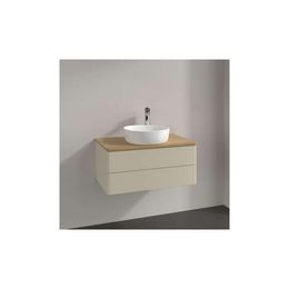 Villeroy & Boch Villeroy und Boch Antao Waschtisch-Unterschrank L19011HJ mit Beleuchtung, 2 Ausz&uuml;ge, 800 x 360 x 500 mm, Front ohne Struktur, Silk Grey Matt Lacquer / Honey Oak