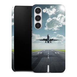 DeinDesign Galaxy S23 Handy Premium Case Smartphone Handyh&uuml;lle Schutzh&uuml;lle matt Wanderlust Airplane Urlaub Premium Case