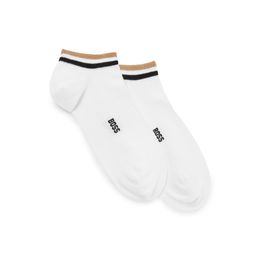 Sneakersocken BOSS "2P AS Uni stripe CC", Herren, Gr. 39-42, wei&szlig; (wei&szlig;_100), Baumwollmischung, unifarben, Socken Sneakersocken, mit geringeltem Abschluss