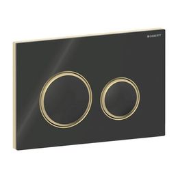 Geberit Sigma 50 Round Bet&auml;tigungsplatte 115652SJ1 Platte/Taste schwarz, Ring Messing, f&uuml;r 2-Megen-Sp&uuml;lung