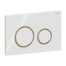 Geberit Sigma 50 Round Bet&auml;tigungsplatte 115652SI1 Platte/Taste wei&szlig;, Ring Messing, f&uuml;r 2-Megen-Sp&uuml;lung