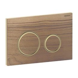 Geberit Sigma 50 Round Bet&auml;tigungsplatte 115652JX1 Platte/Taste verchromt, Nussbaum, Ring Messing, f&uuml;r 2-Megen-Sp&uuml;lung