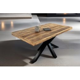 Esstisch 140x80cm Mangoholz gerade Kante Spider-Gestell schwarz RIO