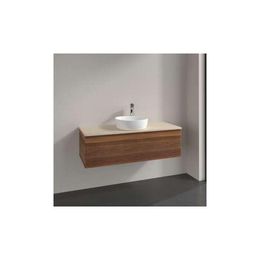 Villeroy & Boch Villeroy und Boch Antao Waschtisch-Unterschrank L32153HM mit Beleuchtung, 1 Auszug, 1200 x 360 x 500 mm, Front mit Struktur, Warm Walnut / Botticino