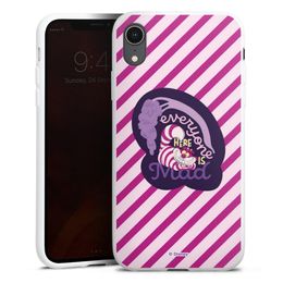 DeinDesign iPhone Xr Handy Silikon H&uuml;lle Case wei&szlig; Handyh&uuml;lle Disney Grinning Cat Alice In Wonderland Silikon Case