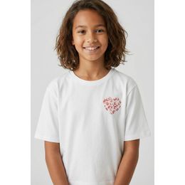T-Shirt name it "NKFBEATRICE SS NREG SH TOP BOX PS NOOS", Jungen, Gr. 122/128, cloud dancer, Jersey, Obermaterial: 100% Baumwolle, bestickt, unifarben, taillenbedeckt, Rundhals, Shirts T-Shirt