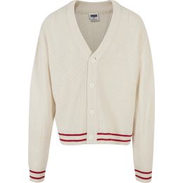 Strickjacke Urban Classics "Urban Classics Herren Sporty Boxy Cardigan", Herren, Gr. XL, sandwei&szlig;, 95% Polyacryl, 5% Polyamid, unifarben, oversize, V-Ausschnitt, Strickjacken Strickjacke