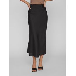 Maxirock Vila "VIELLETTE HW LONG SKIRT - NOOS", Damen, Gr. 44, schwarz, Web, Obermaterial: 100% Polyester, unifarben, Basic schmal wadenlang, R&ouml;cke Maxirock, Kunstfaser