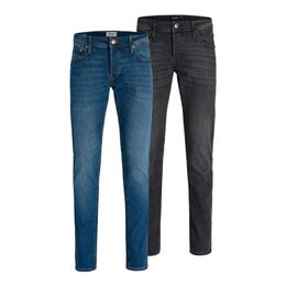 Jack & Jones Slim-fit-Jeans JACK & JONES "JJIGLENN JJORIGINAL SQ 270/223 2 PK MP", Herren, Gr. 29, L&auml;nge 32, blau denim pack:schwarz denim, Denim/Jeans, Obermaterial: 76% Baumwolle, 22% Polyester, 2% Elasthan, Abriebeffekte, slim fit lang, Jeans Slim-fit-Jeans