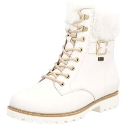 Winterboots Remonte "Elisabeth Hurley-Collection", Damen, Gr. 43, wei&szlig;, Leder, Textil, Schuhe Winterboots, Schn&uuml;rboots, Outdoorschuh, Schn&uuml;rstiefelette mit Zierschnalle