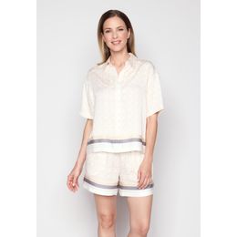 JOOP! Kurzarmshirt JOOP, Damen, Gr. 40, goldener print, Web, Obermaterial: 100% Lyocell, bequem h&uuml;ftlang, ohne Ausschnitt, Shirts, mit kurzem &Auml;rmeln, Kragen und grafischem Muster
