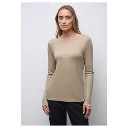 Langarmshirt Street One, Damen, Gr. 40, sanded beige, Stoff, 82% Viskose, 10% metallisierte Fasern, 8% Polyamid, gl&auml;nzend, regular fit normal, U-Boot-Ausschnitt, abgesteppt, Shirts Langarmshirt, aus softem Materialmix