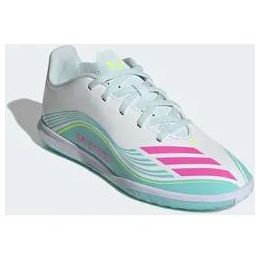 Fu&szlig;ballschuh Adidas PERFORMANCE "F50 MESSI CLUB KIDS HALLENFUSSBALL", M&auml;dchen, Gr. 35, cloud wei&szlig;, lucid pink, flash aqua, Synthetik, Textil, Schuhe Fu&szlig;ballschuh, f&uuml;r Hallenboden, f&uuml;r Kinder & Jugendliche