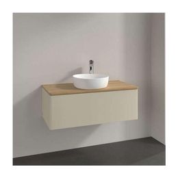 Villeroy & Boch Villeroy und Boch Antao Waschtisch-Unterschrank L31051HJ mit Beleuchtung, 1 Auszug, 1000 x 360 x 500 mm, Front ohne Struktur, Silk Grey Matt Lacquer / Honey Oak