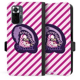 DeinDesign Xiaomi Redmi Note 10 Pro Handy Klapph&uuml;lle Handyh&uuml;lle aus Kunst Leder schwarz Flip Case Disney Alice In Wonderland Grinning Cat Sideflip mit langer 