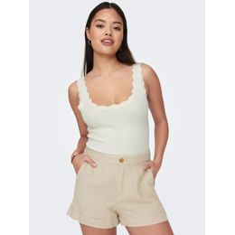 Jacqueline de Yong Stricktop JDY "JDYNANNA S/L SCALLOP EDGE TOP KNT NOOS", Damen, Gr. XL, wei&szlig; (cloud dancer), Strick, Obermaterial: 80% Viskose, 20% Nylon, unifarben, regular fit h&uuml;ftlang, Rundhals, Tops Stricktop