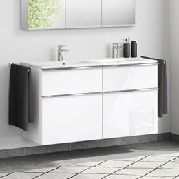 Duravit ME by Starck Doppelwaschtisch, evineo ineo4 Unterschrank B: 130 cm, 4 Ausz&uuml;ge, mit Griff,, 233613AC00+BE0269WH,