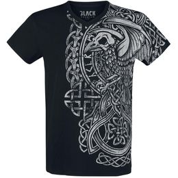 Black Premium by EMP schwarzes T-Shirt mit Print und V-Ausschnitt T-Shirt schwarz in L M408050