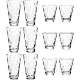 Gl&auml;ser-Set Leonardo "Trinkglas-Set TWIST, 12-teilig", transparent, 12 Stk., Glas, Trinkgef&auml;&szlig;e, Gl&auml;ser-Set, Becher-Set, sp&uuml;lmaschinengeeignet