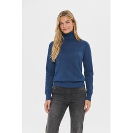 Rollkragenpullover Saint Tropez "J2046, MilaSZ Rollneck", Damen, Gr. L, pageant blau melange, Strick, Obermaterial: 80% Viskose, 20% Polyacryl, meliert, normal normal, Rundhals, Rippb&uuml;ndchen, Pullover Rollkragenpullover, Viskosemischung, Classic fit