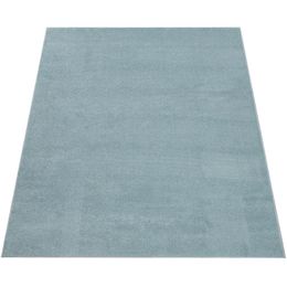 L&auml;ufer Paco Home "Porto 890", blau (t&uuml;rkis), B:80cm H:13mm L:250cm, Polypropylen, Teppiche, L&auml;ufer, Teppich-L&auml;ufer, Kurzflor, Uni-Farben, ideal im Flur und Schlafzimmer