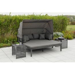 Gartenlounge-Set Merxx "Argos Insel", grau (grau, grau), B:175cm H:148cm T:80cm, Aluminium, Sitzm&ouml;bel-Sets, Gartenlounge-Set, 3er Set, aus Aluminium, mit 2 Beistelltischen, inkl. Zierkissen