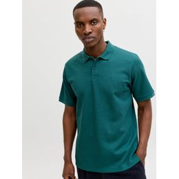 Jack & Jones Poloshirt JACK & JONES "JJEAUSTIN POLO SS NOOS", Herren, Gr. S, atlantic deep detail:classic, Jersey, Obermaterial: 58% Polyester, 40% Baumwolle, 2% Elasthan, unifarben, regular fit normal, ohne Ausschnitt, gerader Abschluss, Shirts Poloshirt, Materialmix, regular fit
